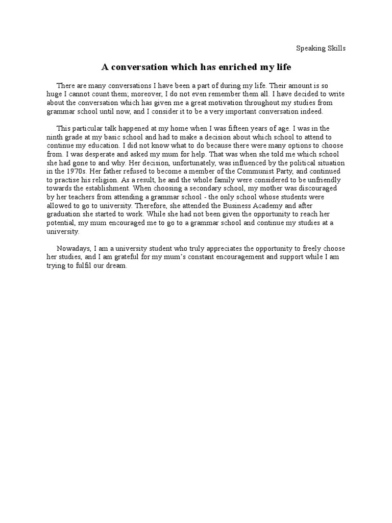 A Conversation Which Has Enriched My Life | PDF | Self-Improvement