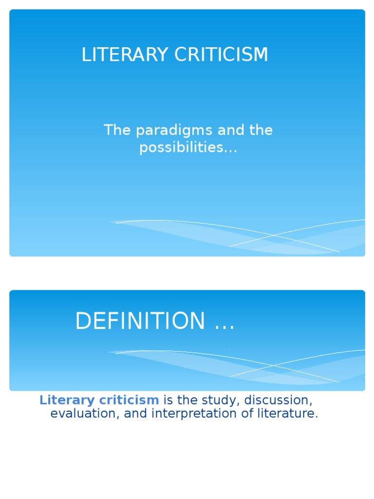 Literary Criticism Notes | PDF | Id | Literary Criticism