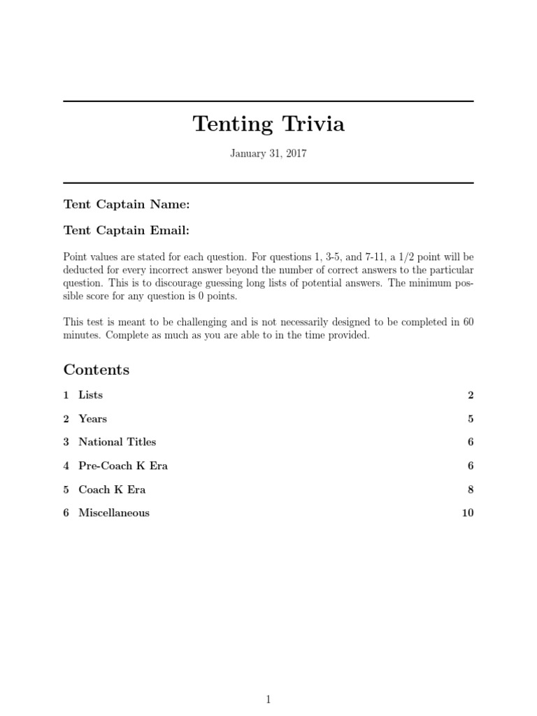 Black Tenting Trivia 2017 | PDF | Duke University | Atlantic Coast ...