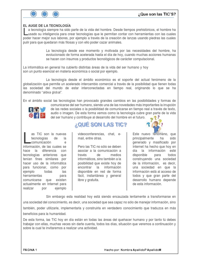 Practica TICS Con Formato | PDF | Tecnología de información y comunicaciones | Homo Sapiens