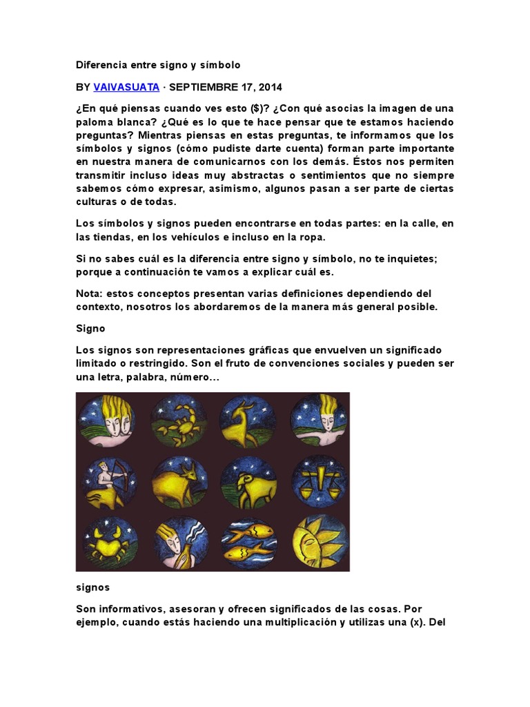 Diferencia Entre Signo y Símbolo | PDF | Los símbolos | Palabra