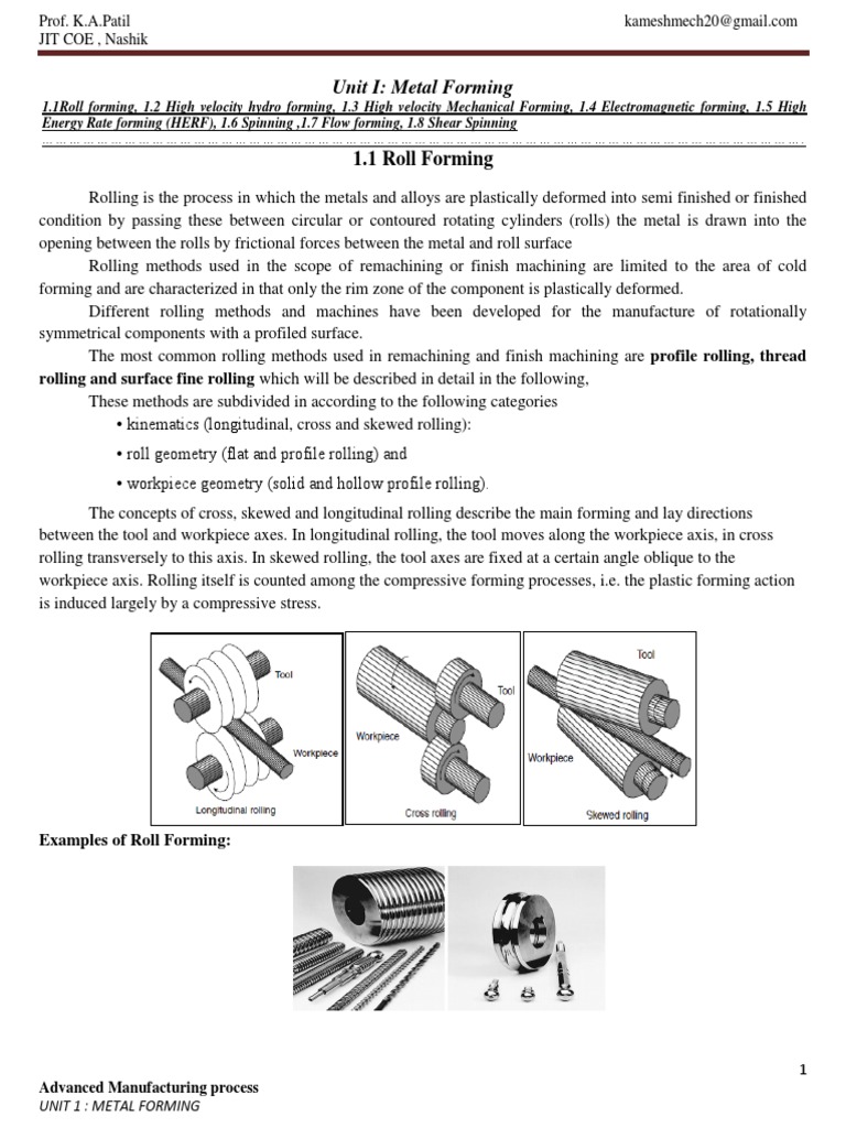 Advanced Manufacturing Process by K.A | PDF | Rolling (Metalworking ...