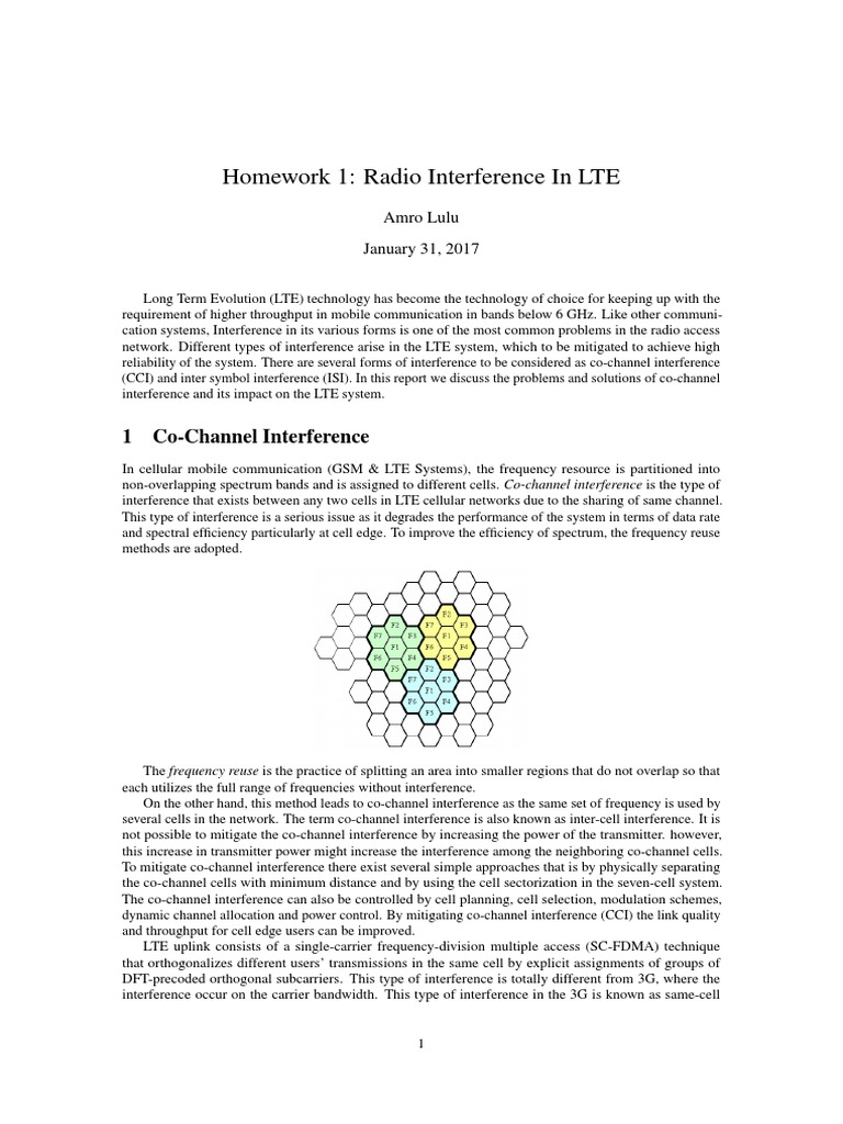 Homework 1: Radio Interference in LTE | PDF | Orthogonal Frequency Division Multiplexing ...