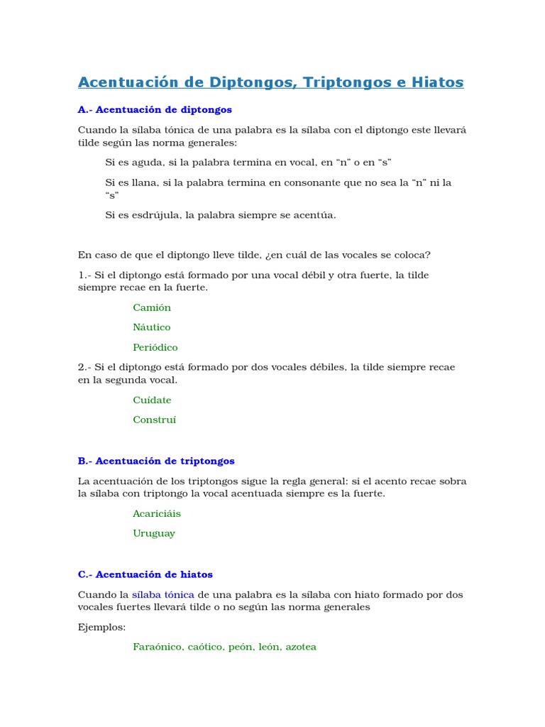Acentuación de Diptongos | PDF