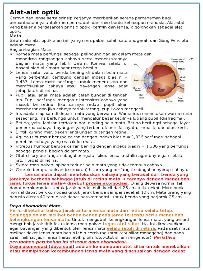 Alat Optik dan Fungsinya dalam Penglihatan | PDF