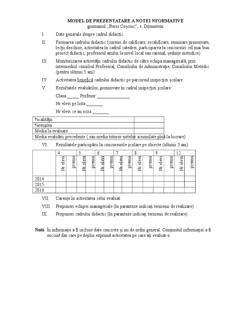 Model Nota Informativa