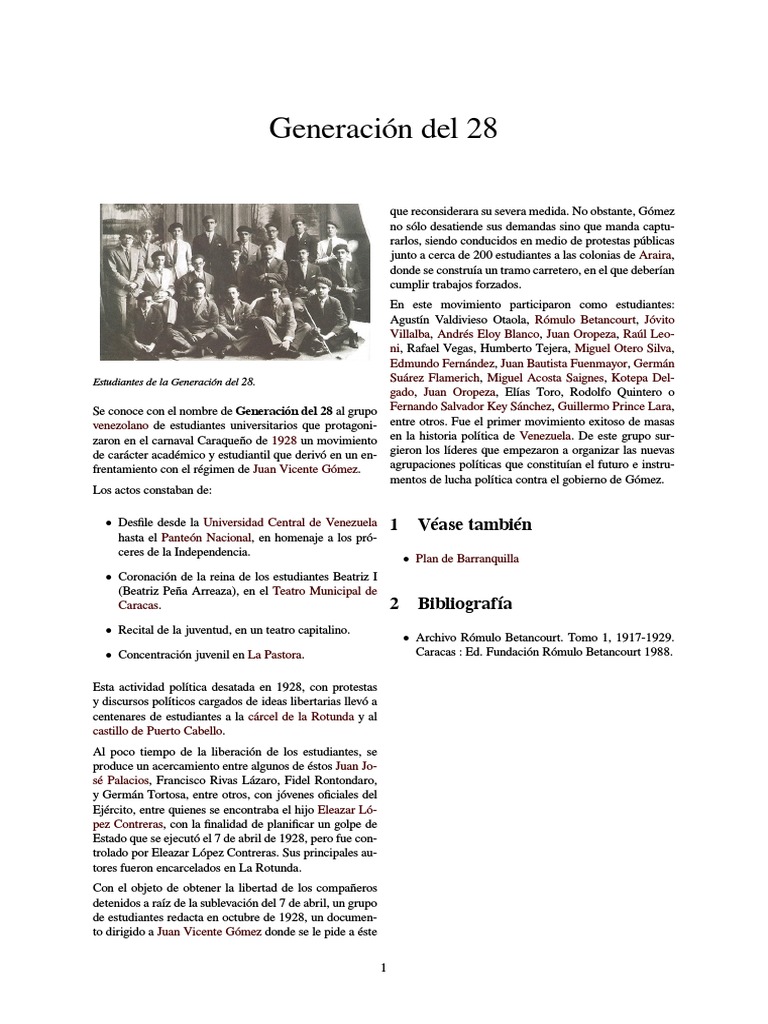 Generación Del 28 | PDF | Venezuela | Gobierno