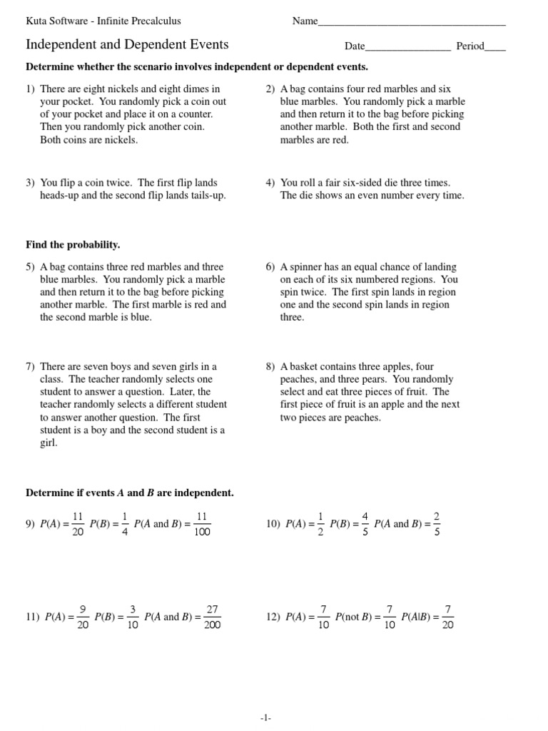 12 - Independent and Dependent Events | Download Free PDF | Numismatics ...