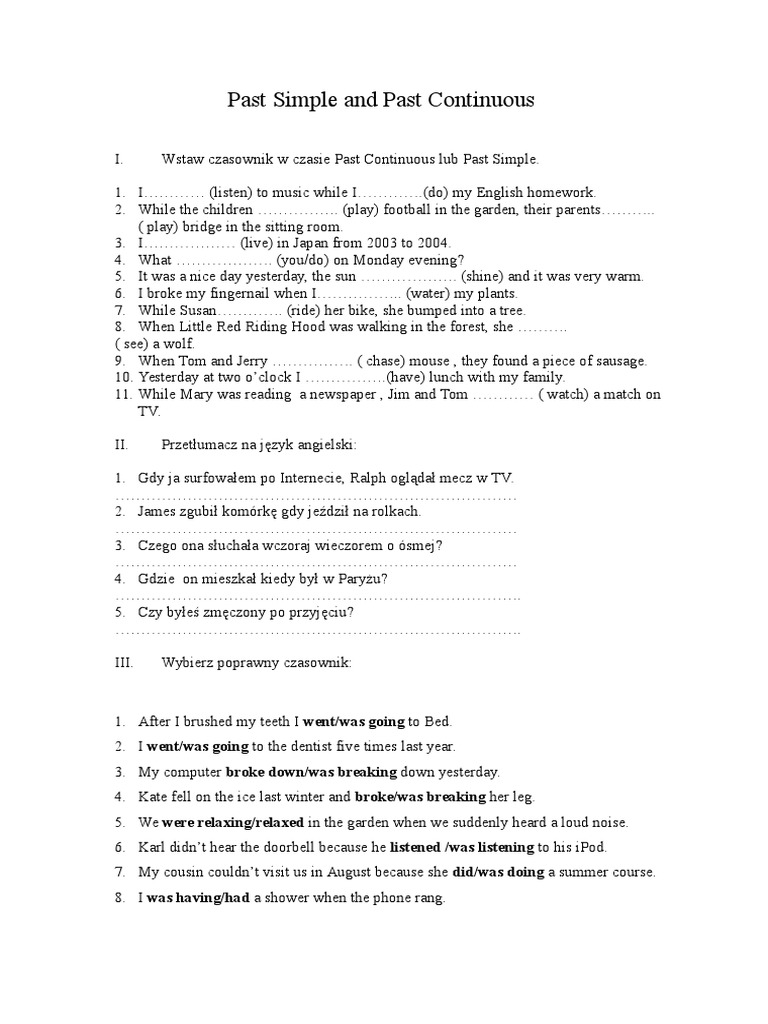 Past Simple and Past Continuous | PDF
