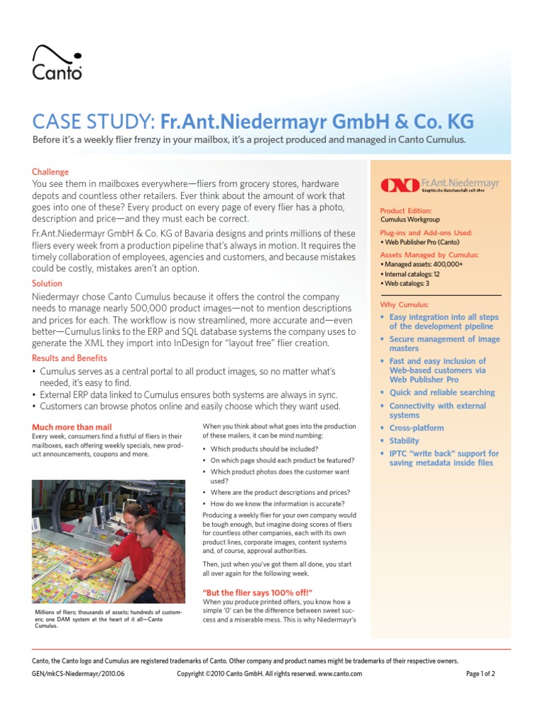 Canto Cumulus: FR - Ant.Niedermayr GMBH & Co. KG Case Study | PDF ...