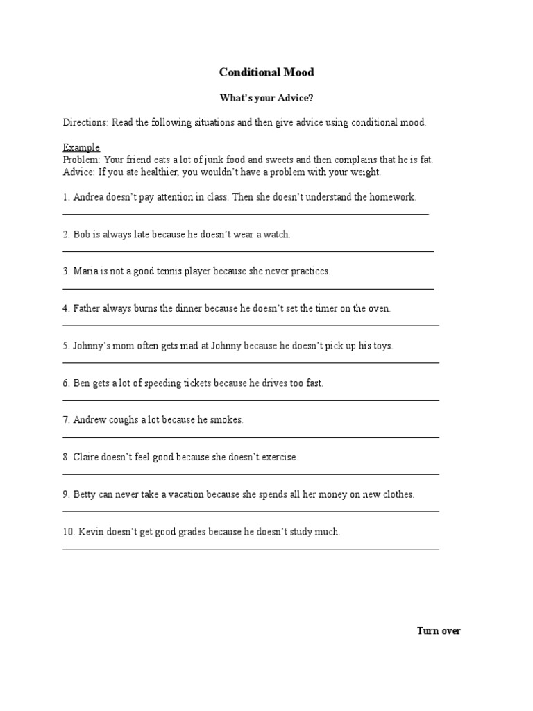 Conditional Mood: What's Your Advice? | PDF | Self-Improvement