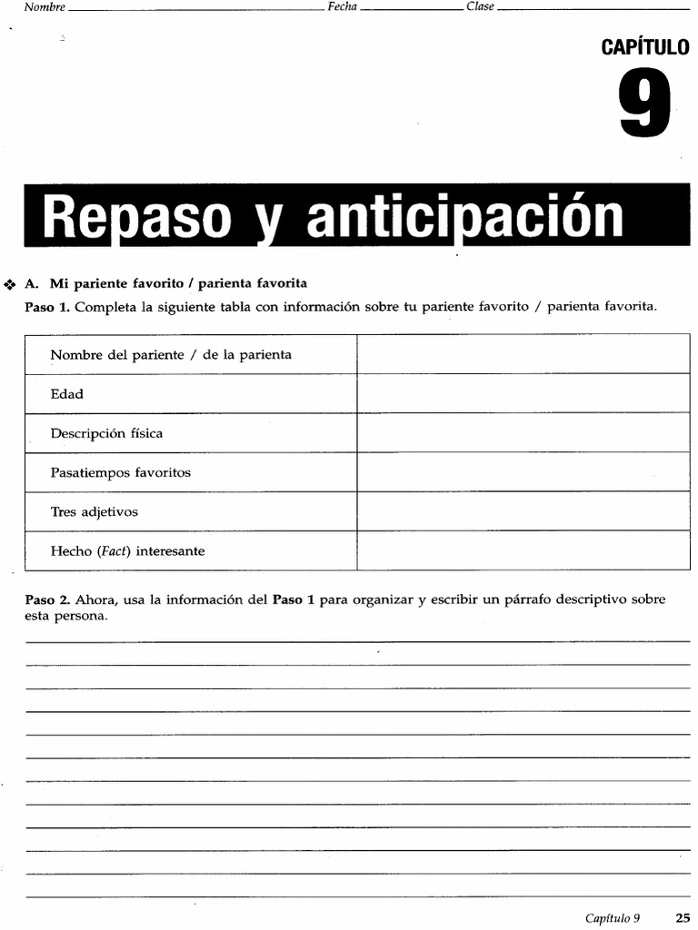 SPAN 102 - PORTAFOLIO II (Actividades Que Acompaña) - Capítulo 9 ...