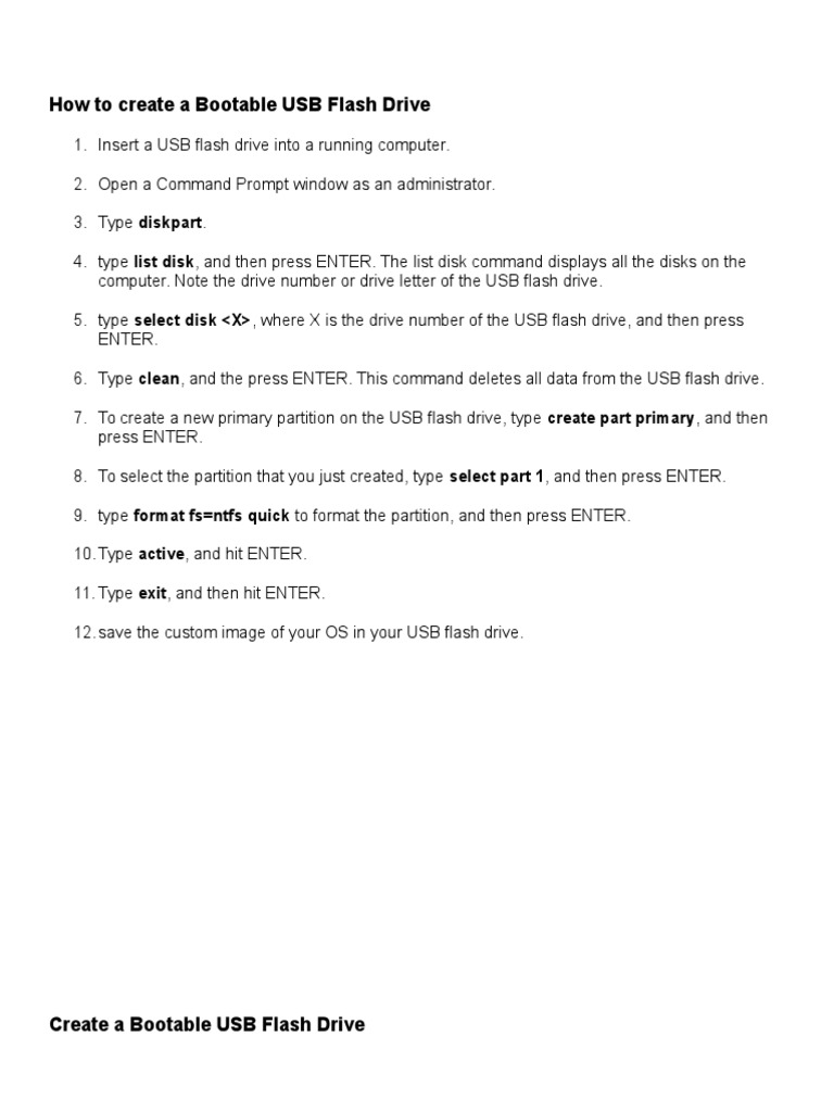 Create A Bootable USB Flash Drive | PDF