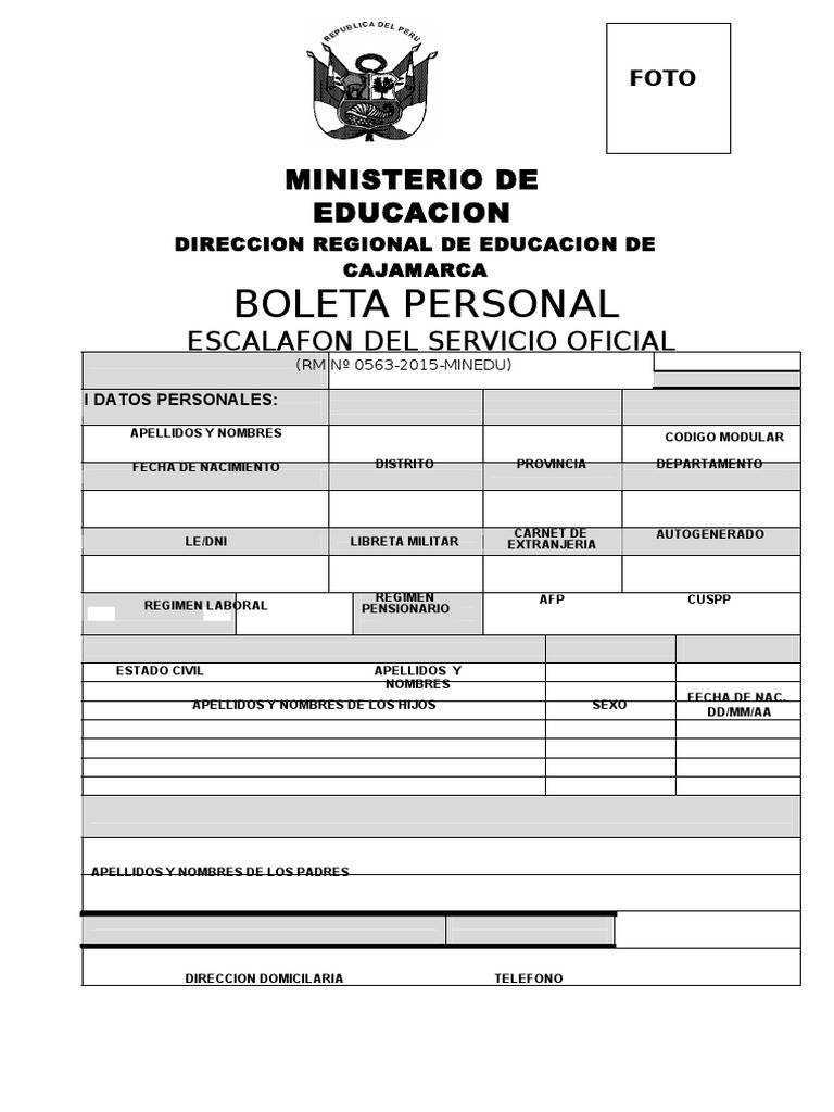 Boleta Personal 2016 | PDF