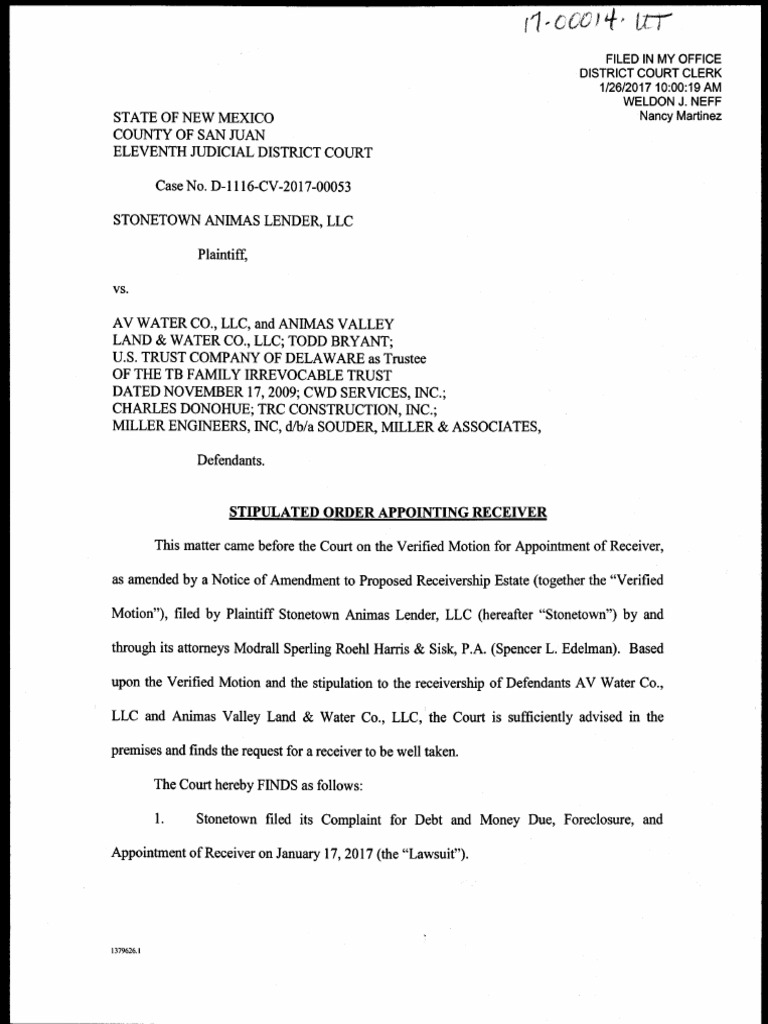 Stipulated Order Appointing Receiver | PDF | Receivership | Bankruptcy