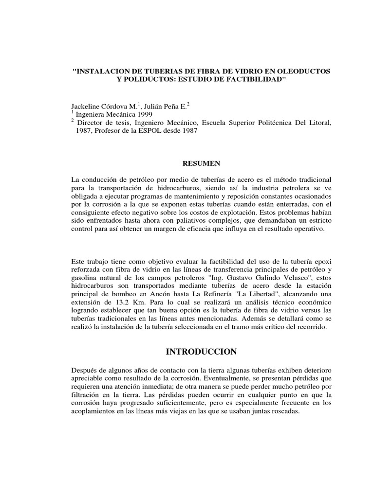 Estudio Ecuador Tuberias ERFV | PDF | Tubería (transporte de fluidos ...