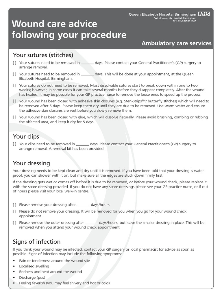 1A Wound Care Advice | PDF | Wound | Surgical Suture