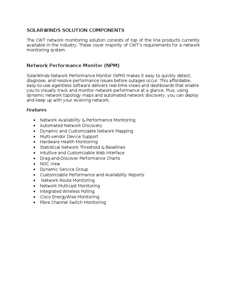Solarwinds Solution Components | PDF | Virtual Machine | Computer Network