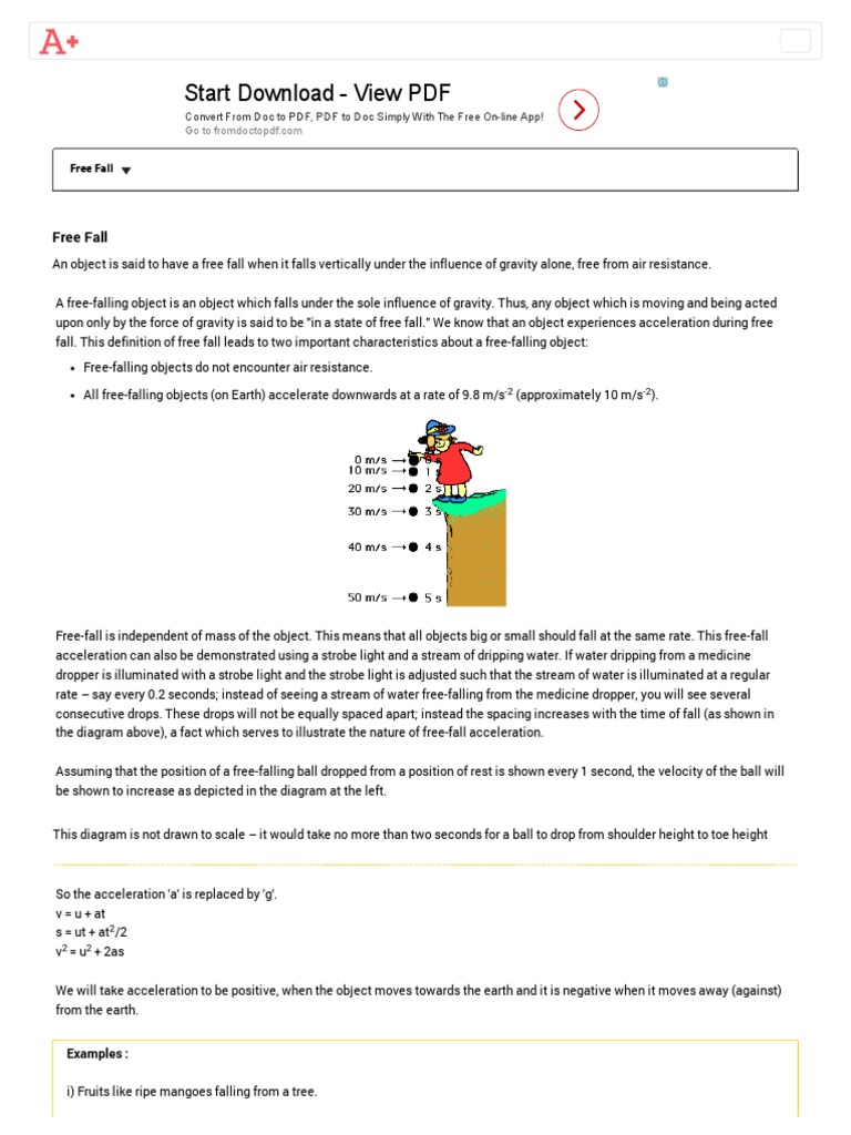 Understanding Free Fall in Physics | PDF | Gravity | Acceleration