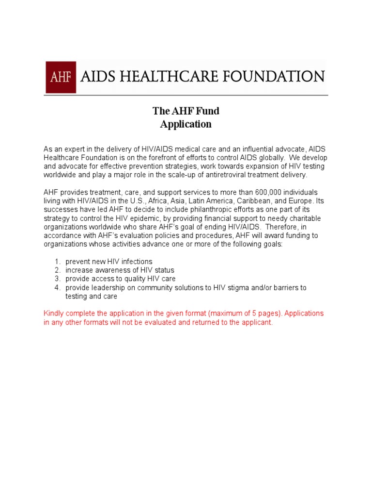 AHF Fund Application Guidelines | PDF | Hiv/Aids | Aids