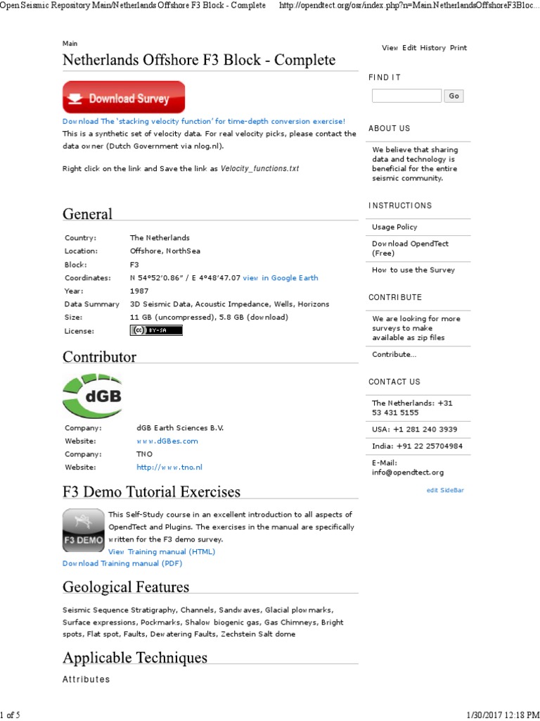Netherlands Offshore F3 Block - Complete | PDF | Earth Sciences | Geology