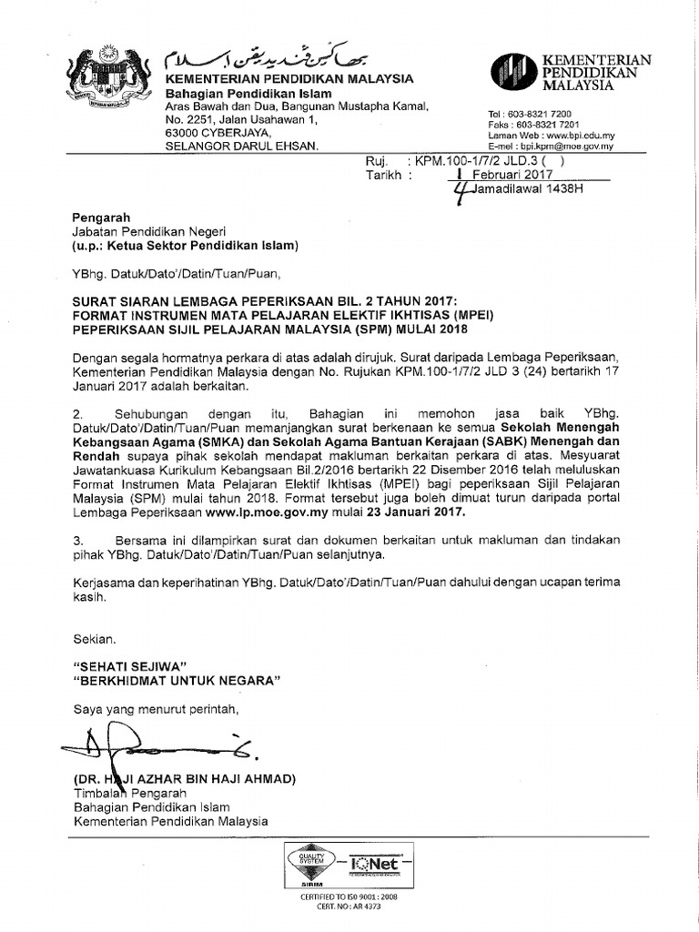 Format Instrument SPM 2018 | PDF