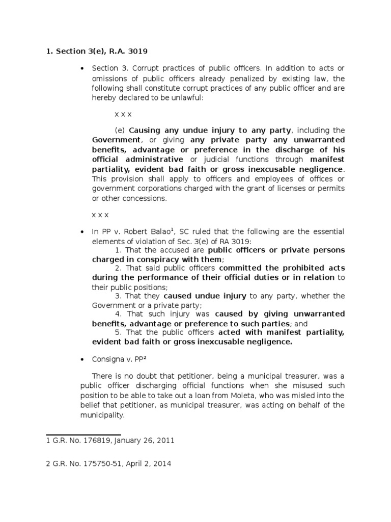 Compilation of Laws and Jurisprudence Relating To RA 3019 | PDF | Fraud ...