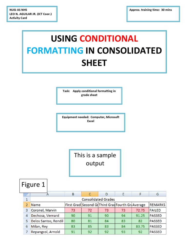 Activity Card Conditional Formatting | PDF | Microsoft Excel | Computing