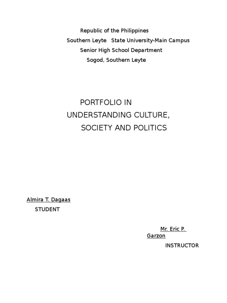 Understanding Culture and Society Portfolio | PDF