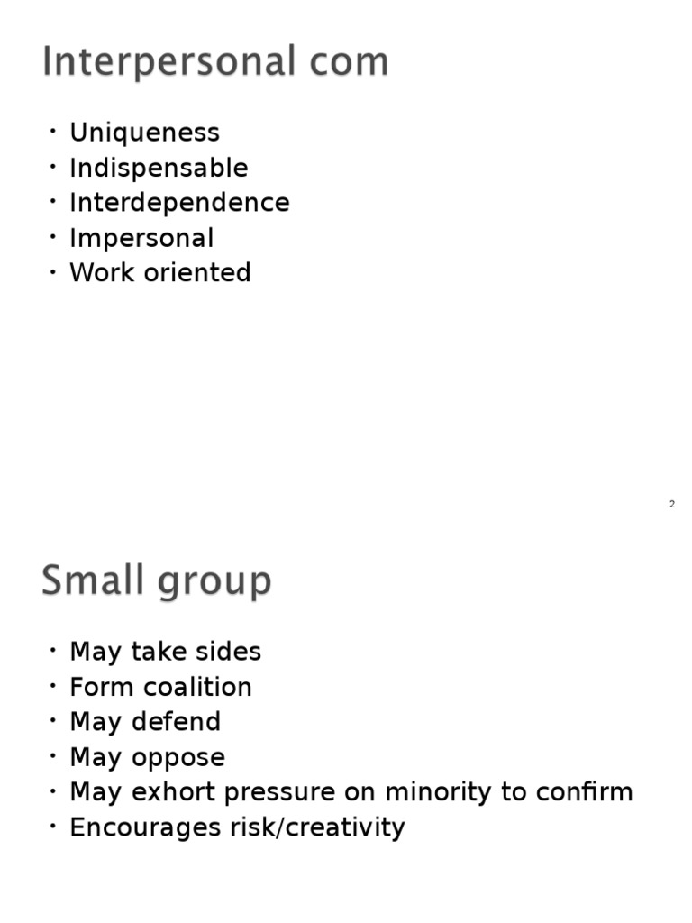 Uniqueness Indispensable Interdependence Impersonal Work Oriented | PDF