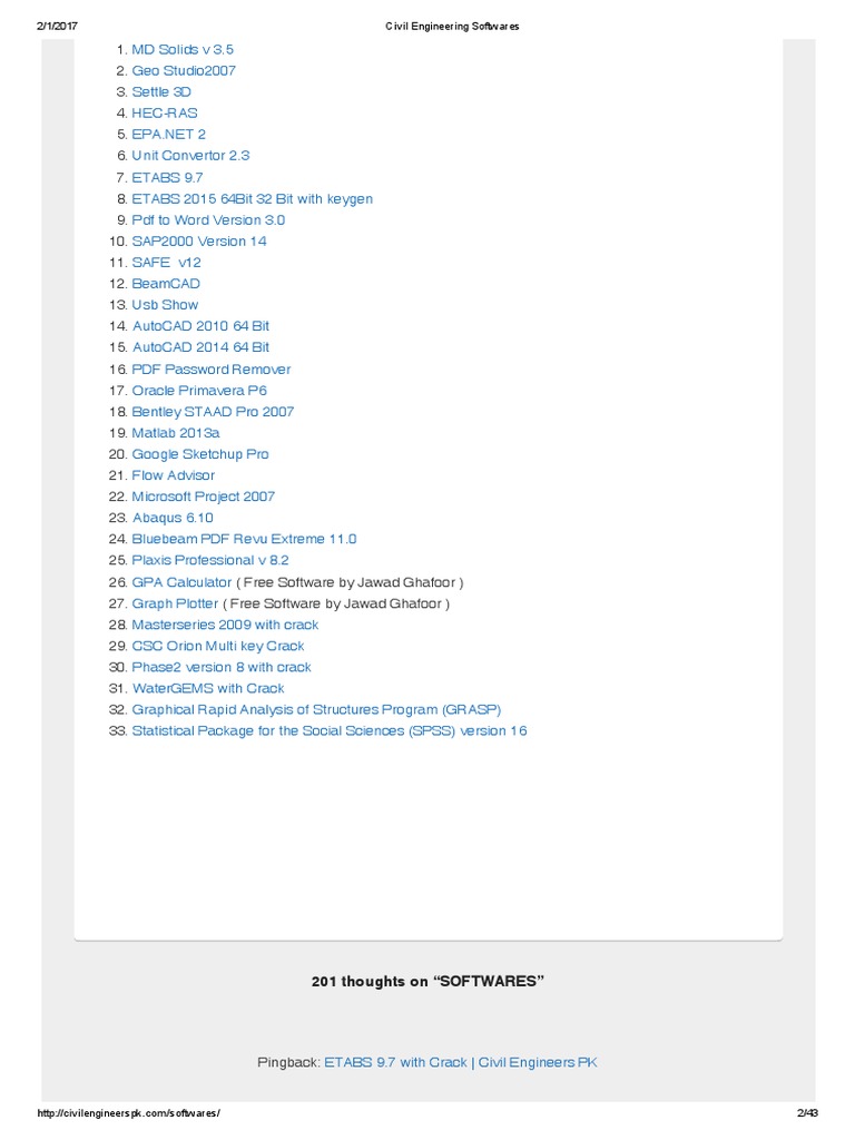 Civil Engineering Software List | PDF | Games & Activities | Computers