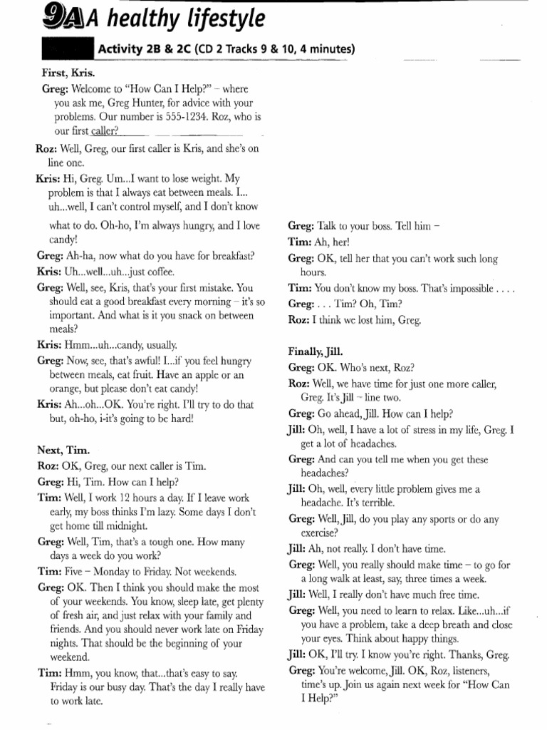 Let's Talk Audio Script Unit, 9A | PDF