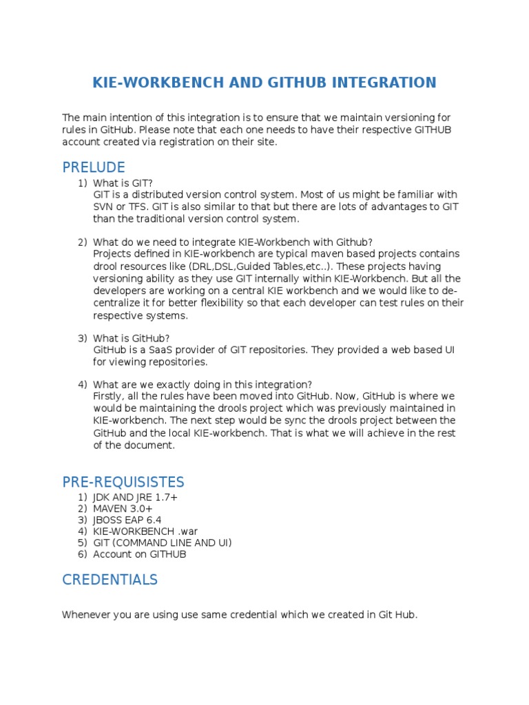 KIE-GitHub Integration Guide | PDF | Version Control | Information Technology Management