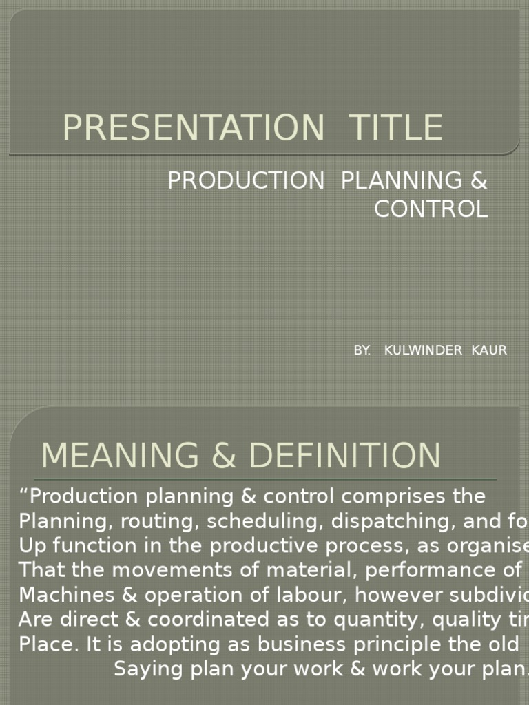 Production Planning and Control | PDF | Operations Management | Lean ...