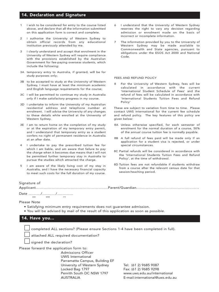 Declaration and Signature: DD MM Yy | PDF | Postgraduate Education ...