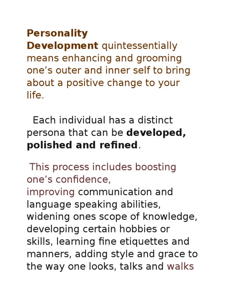 Means Enhancing and Grooming One's Outer and Inner Self To Bring About ...