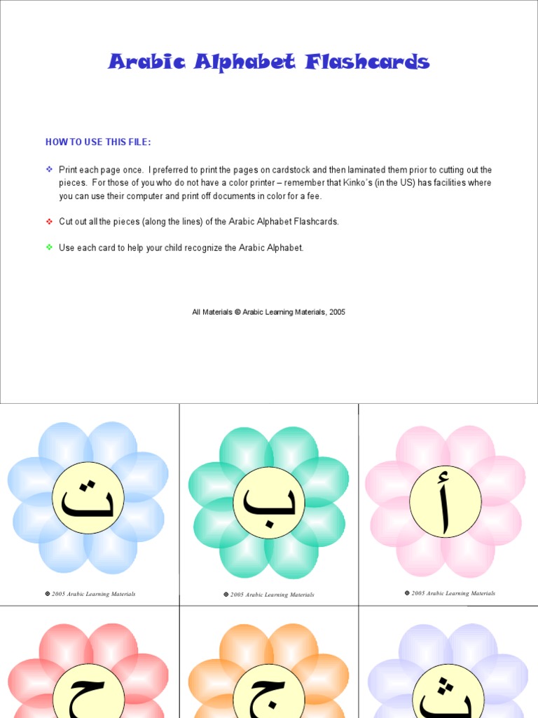 Arabic Alphabet Flashcards PDF | PDF | Home & Garden