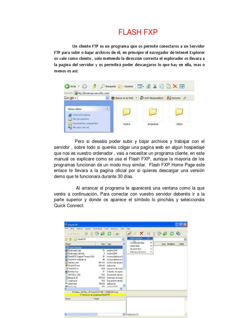 Guía de uso de Flash FXP para FTP | PDF