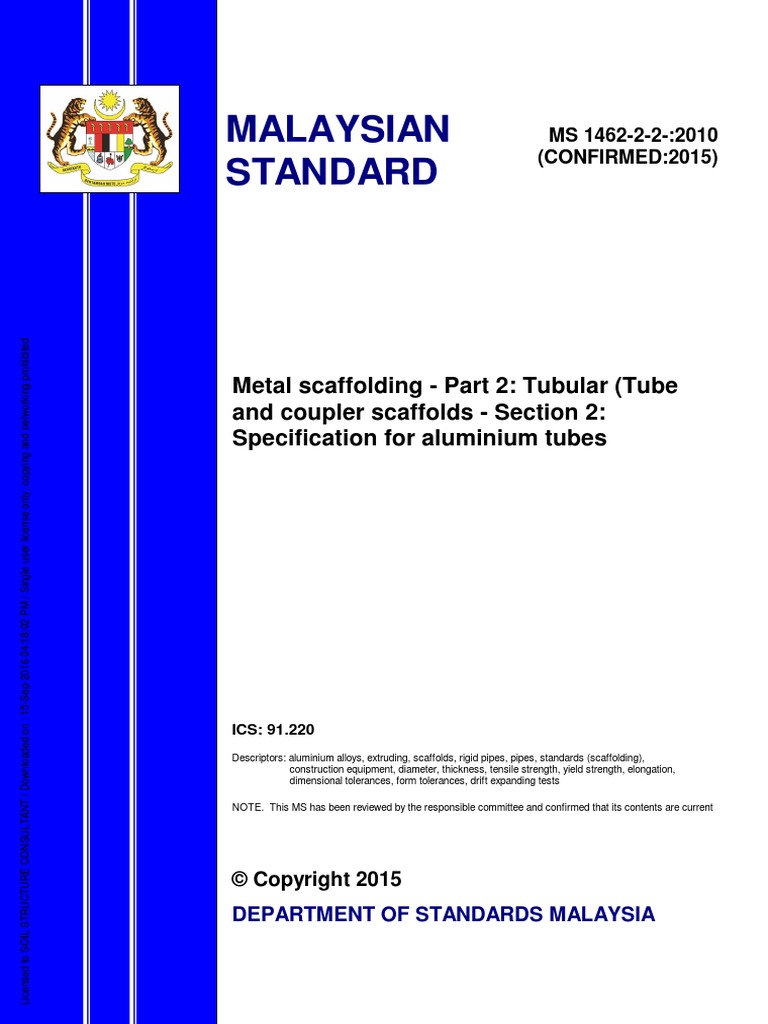 MS 1462-2-2-2010 (Confirmed 2015) Soil | PDF | Scaffolding ...