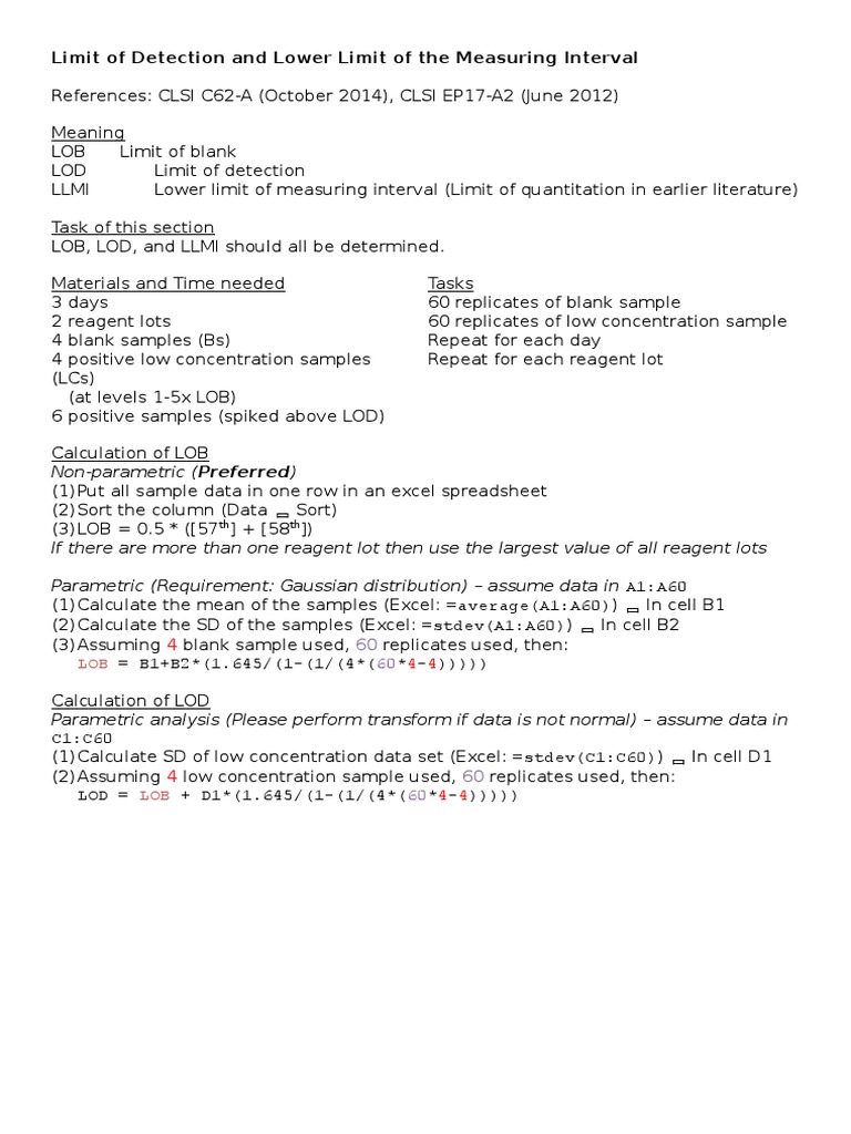 Limit of Detection and Lower Limit of the Measuring Interval - 複製 | PDF