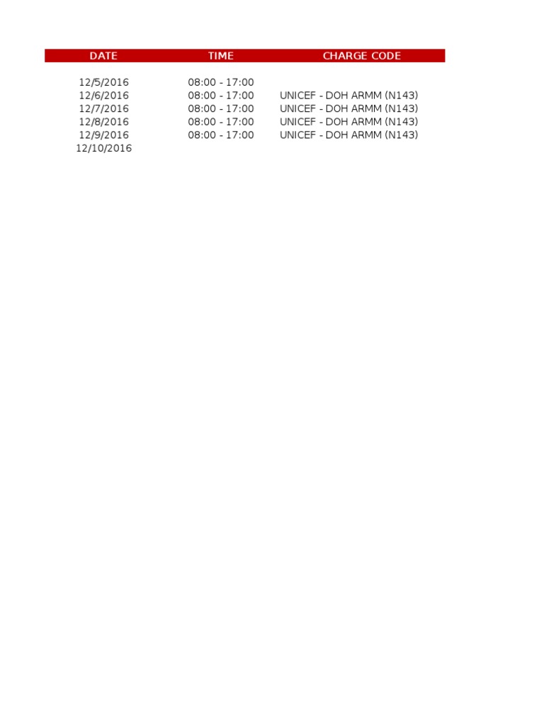 UNICEF DOH ARMM December 2016 Schedule | PDF | Science & Mathematics