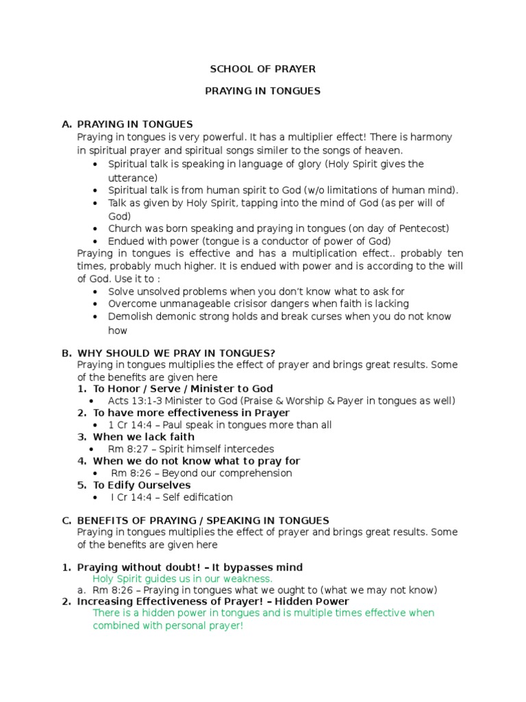 Benefits of Praying in Tongues | PDF | Glossolalia | Intercession