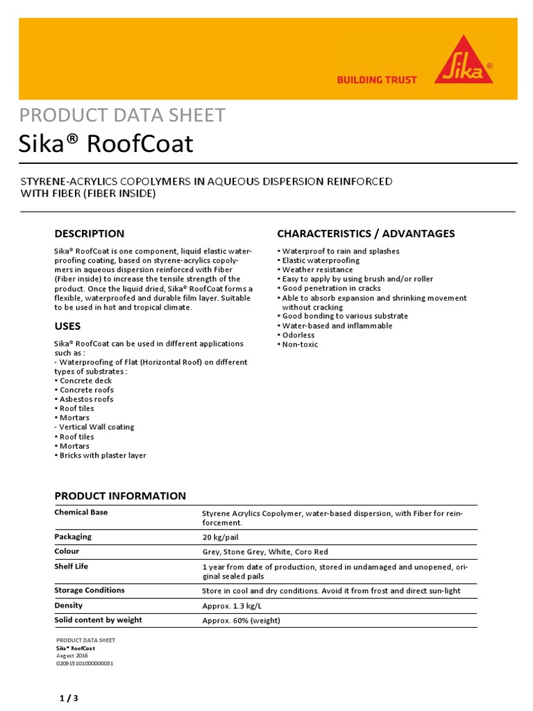 Sika Roofcoat Pds en | PDF | Roof | Concrete