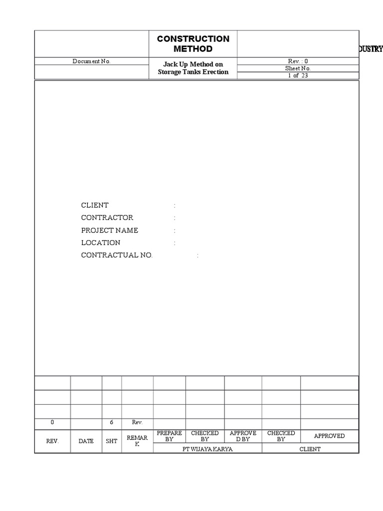 Jack Up Method for Tank Erection | PDF | Metal Fabrication | Structural ...