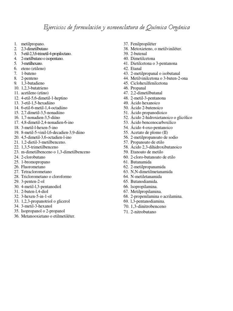 Formulacion Organica 4º Eso | PDF