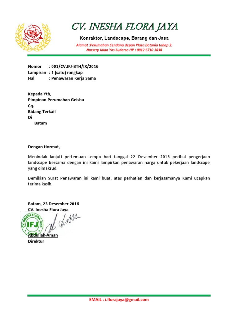 Penawaran Landscaping Perumahan Geisha | PDF