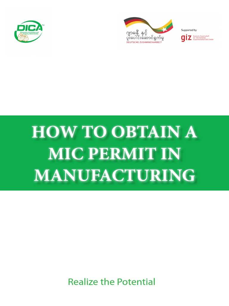 HOW TO OBTAIN A MANUFACTURING INVESTMENT PERMIT (MIC PERMIT) IN MYANMAR ...
