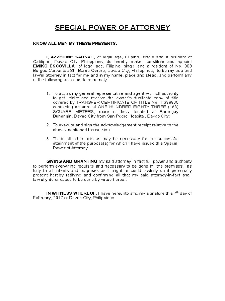 4. spa | Power Of Attorney | Notary Public