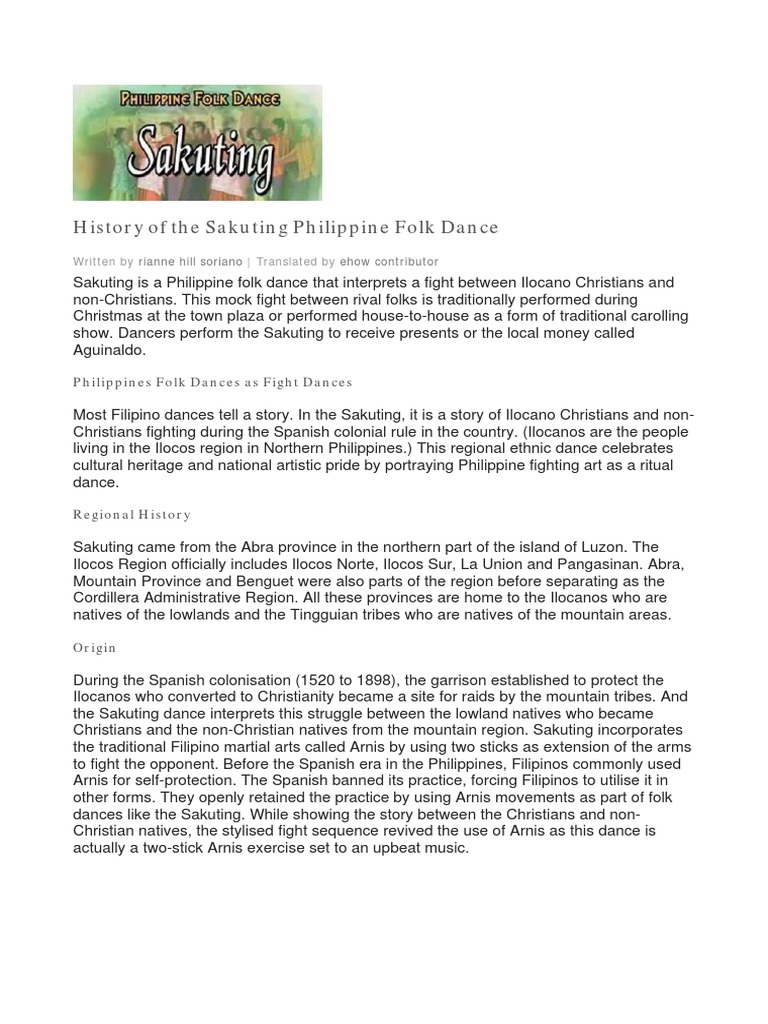 History of The Sakuting Philippine Folk Dance | PDF | Philippines | Entertainment