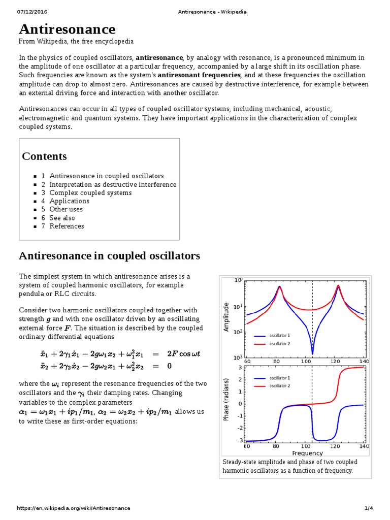 Antiresonance - Wikipedia.pdf | Mechanical Engineering | Electromagnetism